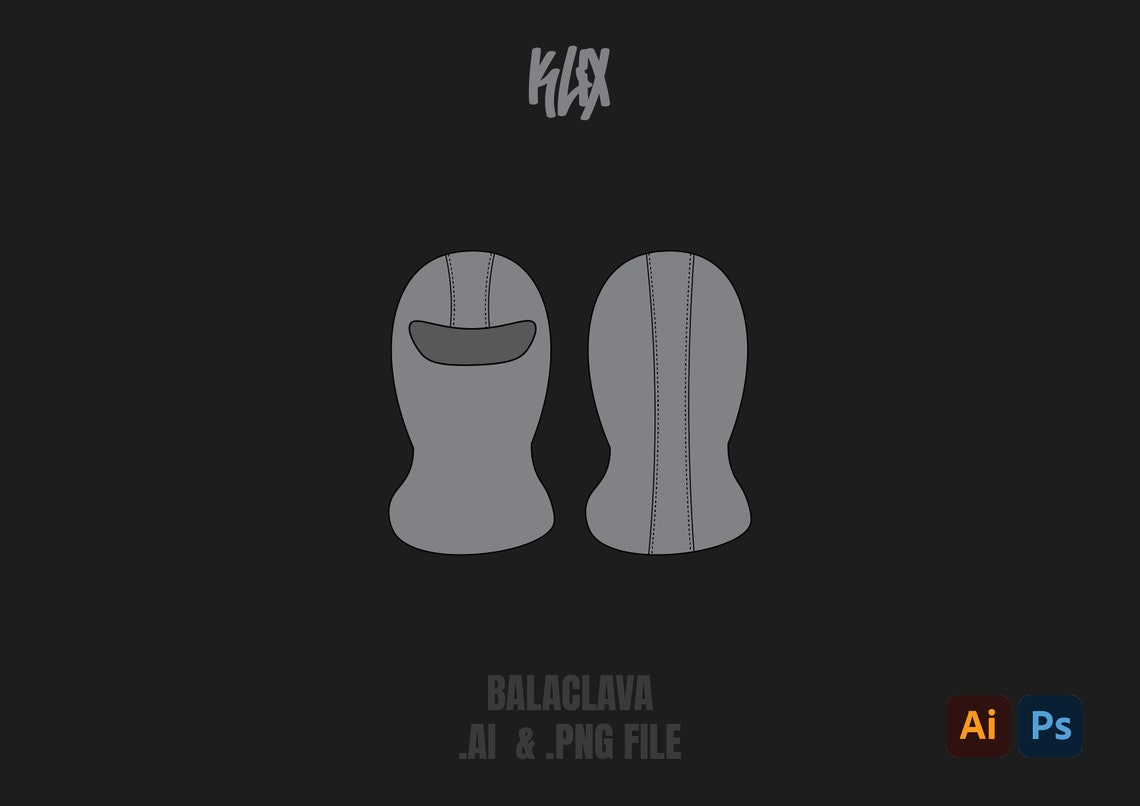 Balaclava Template Ski Mask Tech Pack Streetwear Vector Template ...