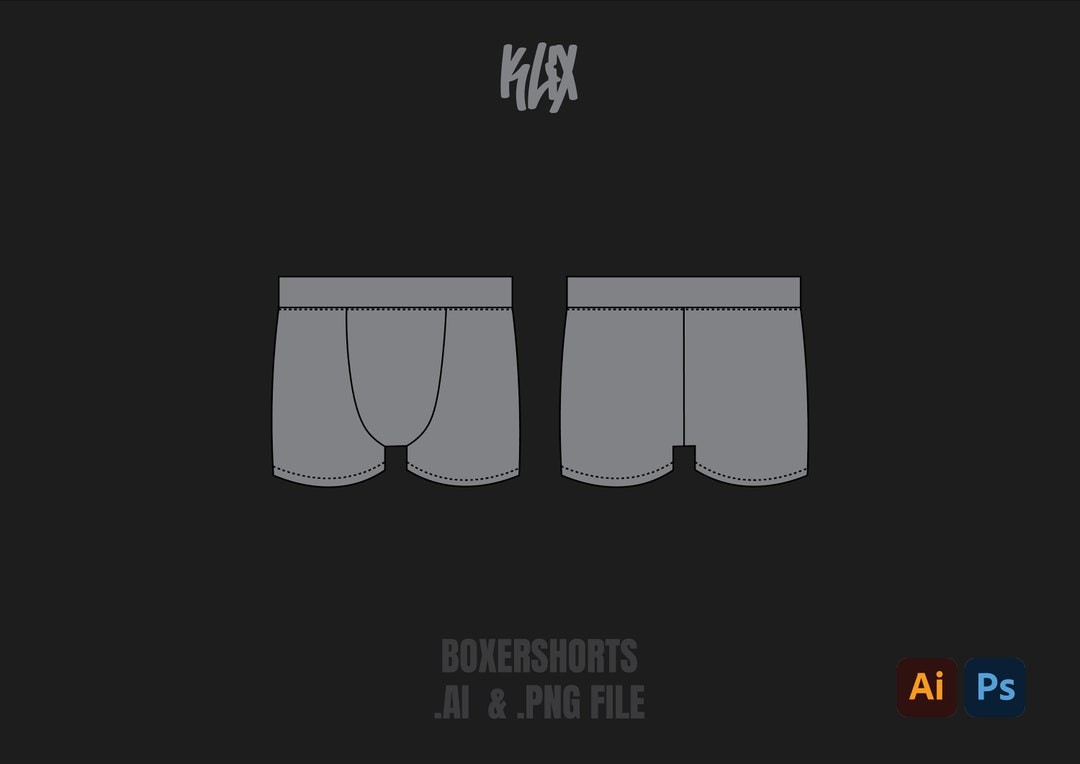 Boxer Shorts Template Tech Pack Streetwear Vector Template Illustrator ...