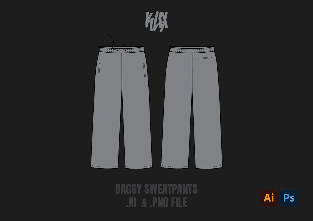 Baggy Sweatpants Template Wide Tech Pack Streetwear Vector Template ...