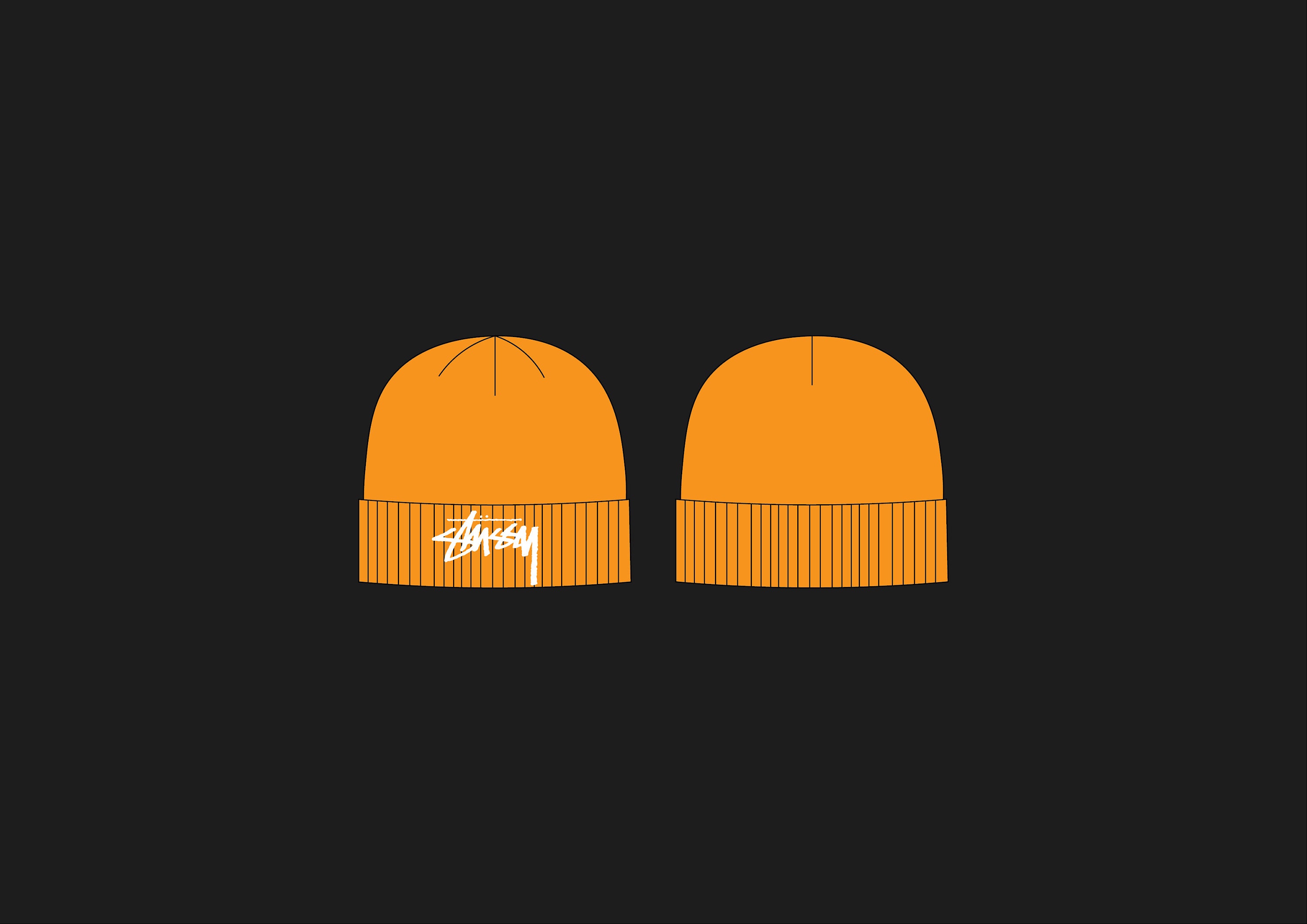 Cuffed Beanie Template Tech Pack Streetwear Vector Template Illustrator ...