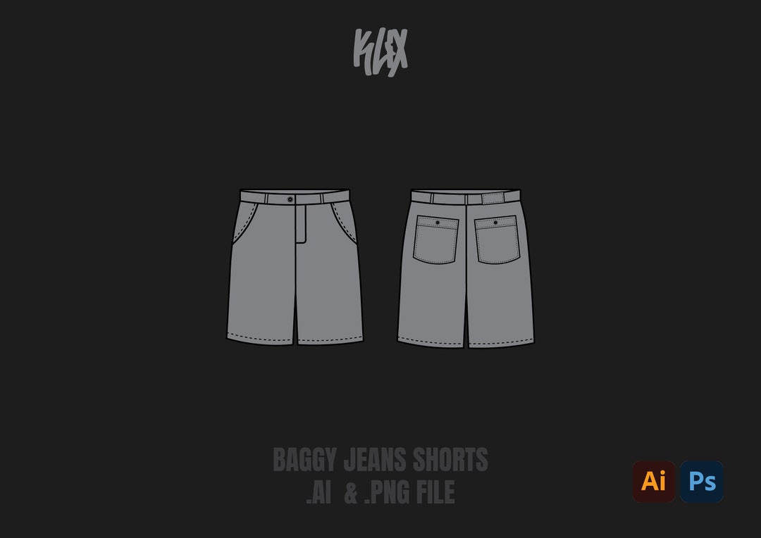 Jeans Shorts Template Jorts Tech Pack Streetwear Vector Template ...