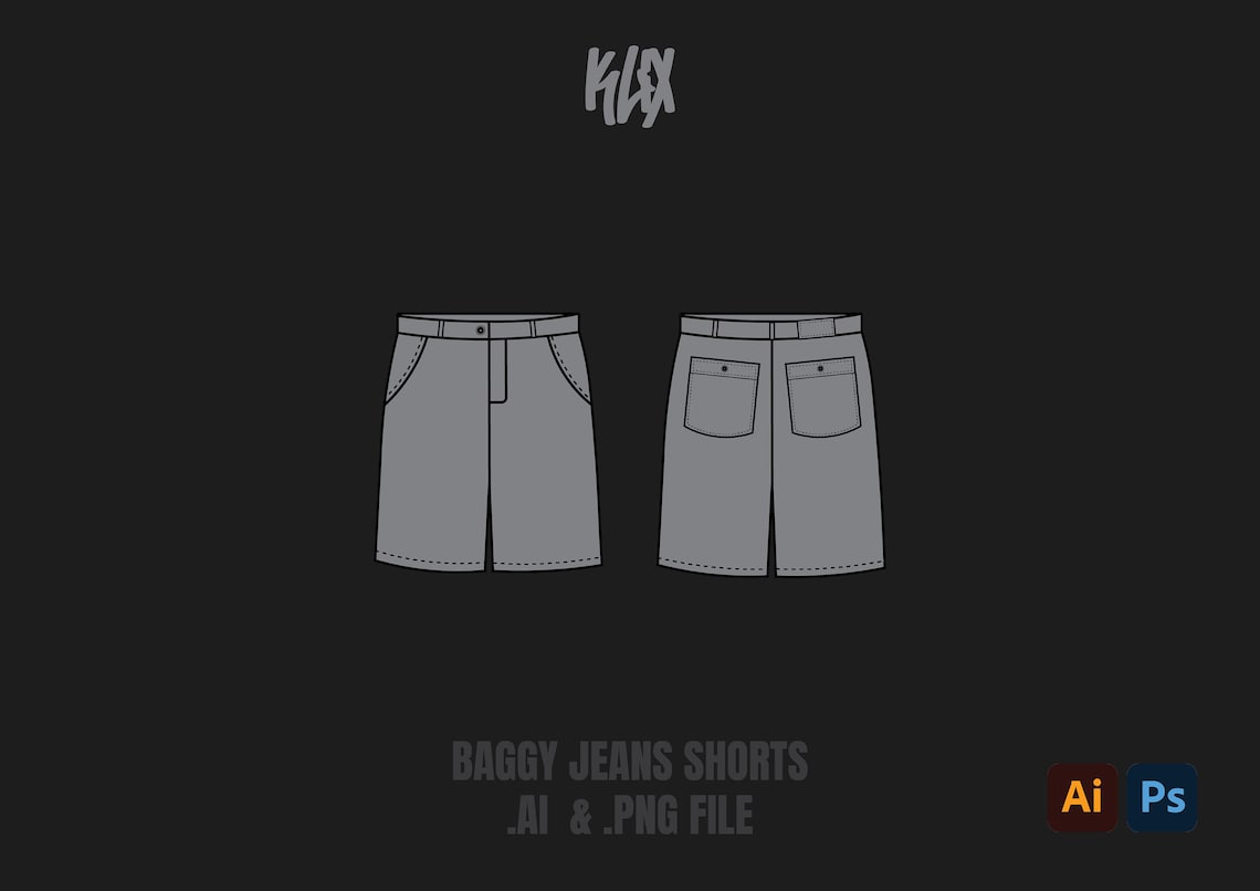 Jeans Shorts Template Jorts Tech Pack Streetwear Vector Template ...