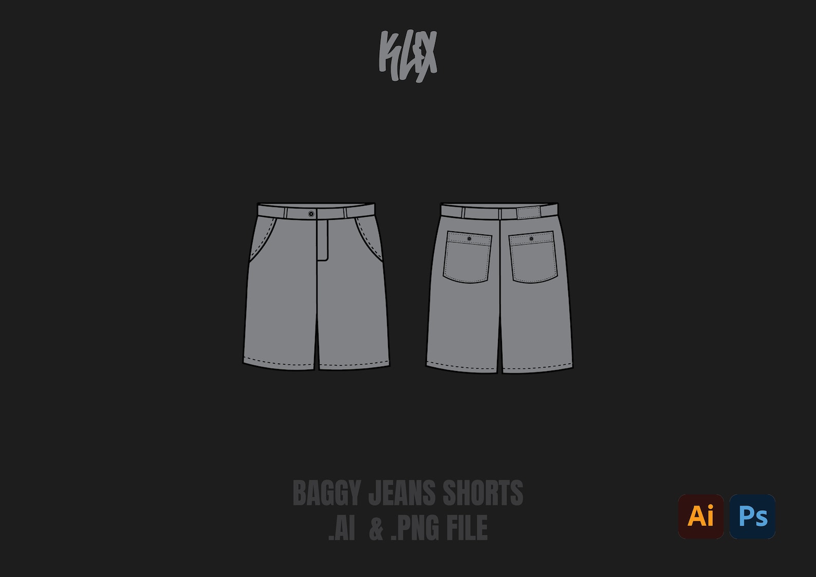 Jeans Shorts Template Jorts Tech Pack Streetwear Vector Template ...