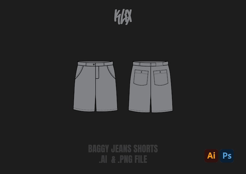Jeans Shorts Template Jorts Tech Pack Streetwear Vector Template ...