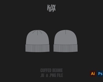 Beanie Template Tech Pack Streetwear Vector Template Illustrator Mockup ...