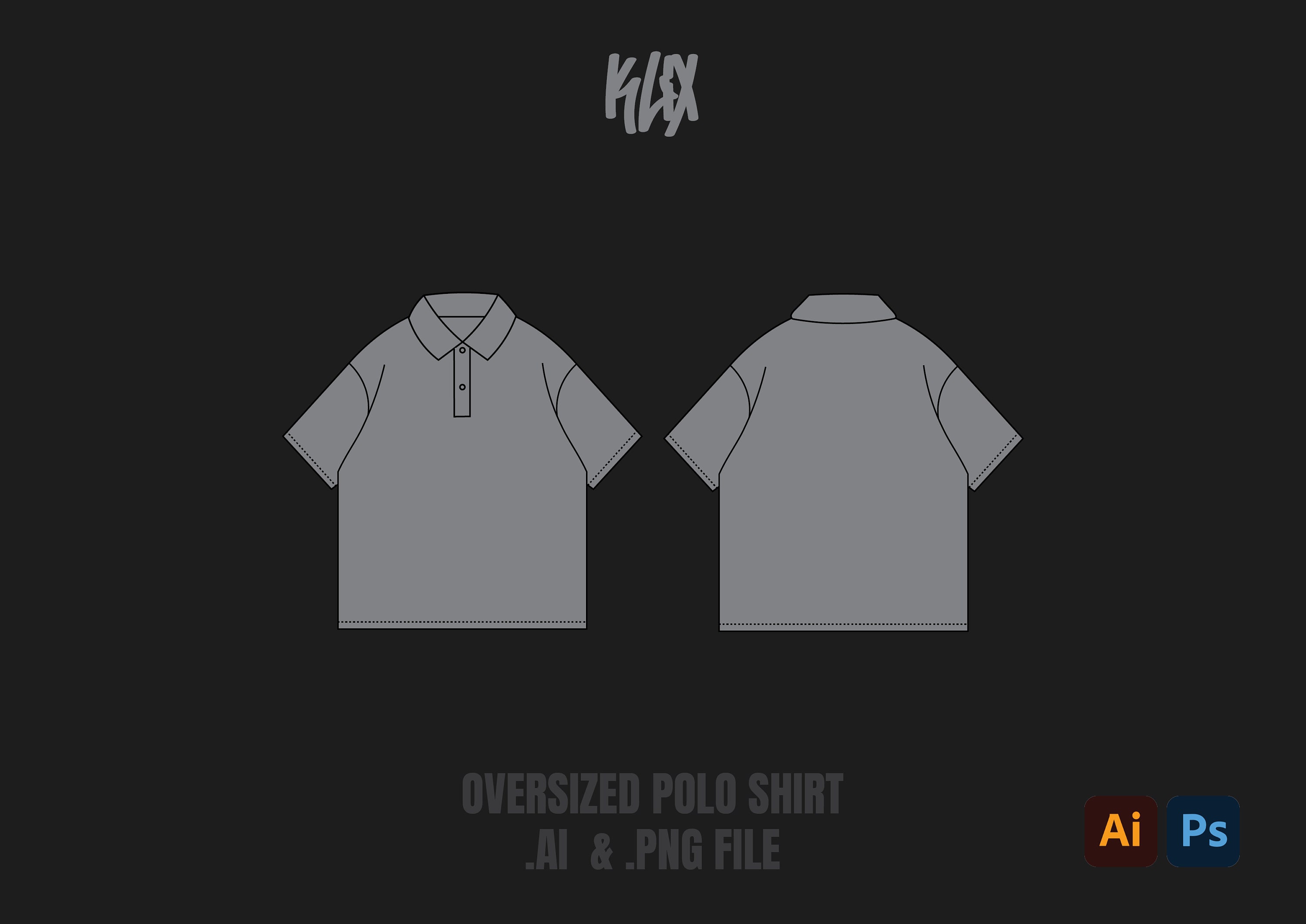 Oversized Polo Shirt Template Tech Pack Streetwear Vector Template ...