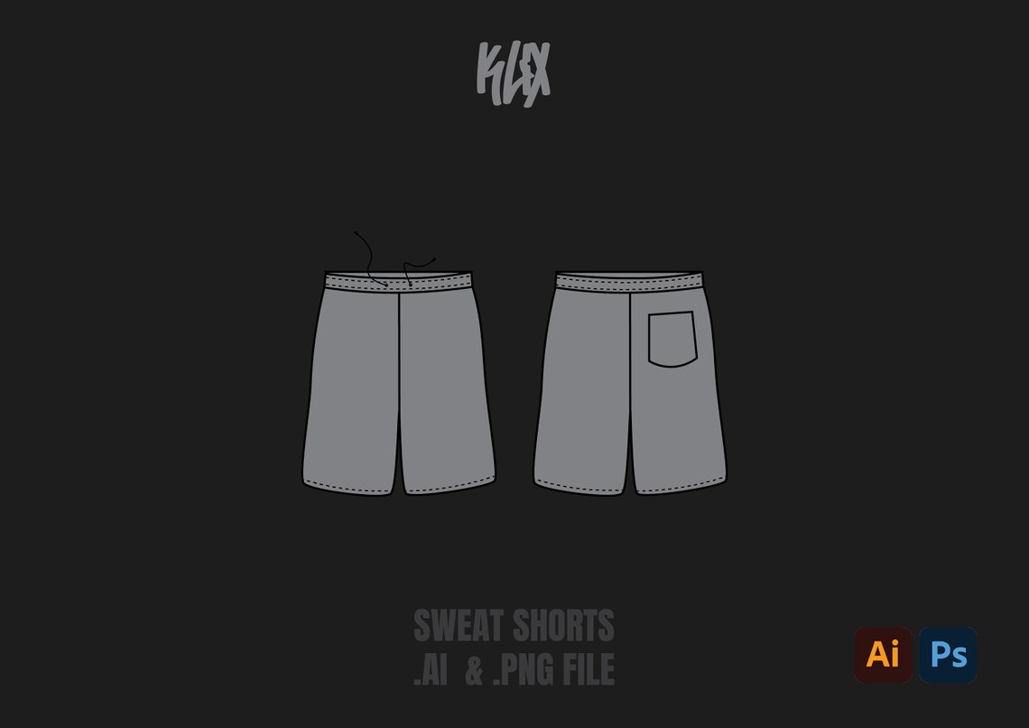 Sweat Shorts Template Pants Tech Pack Streetwear Vector Template ...