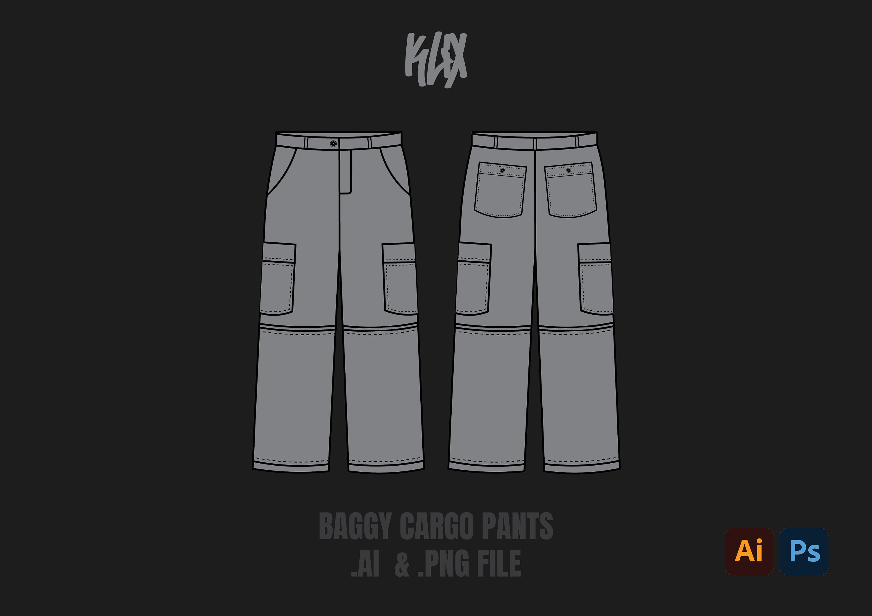 Cargo Pants Template Shorts Tech Pack Streetwear Vector Template ...