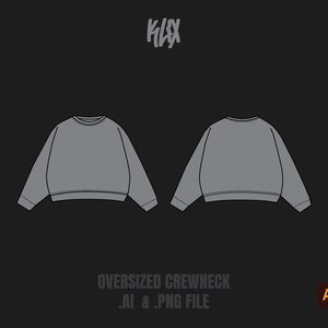 Oversized Crewneck Template Tech Pack Streetwear Vector Template ...