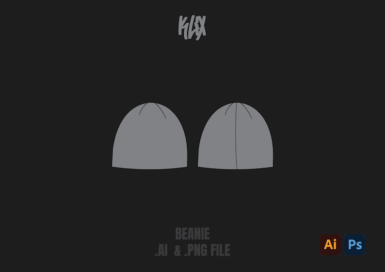 Beanie Template Tech Pack Streetwear Vector Template Illustrator Mockup ...