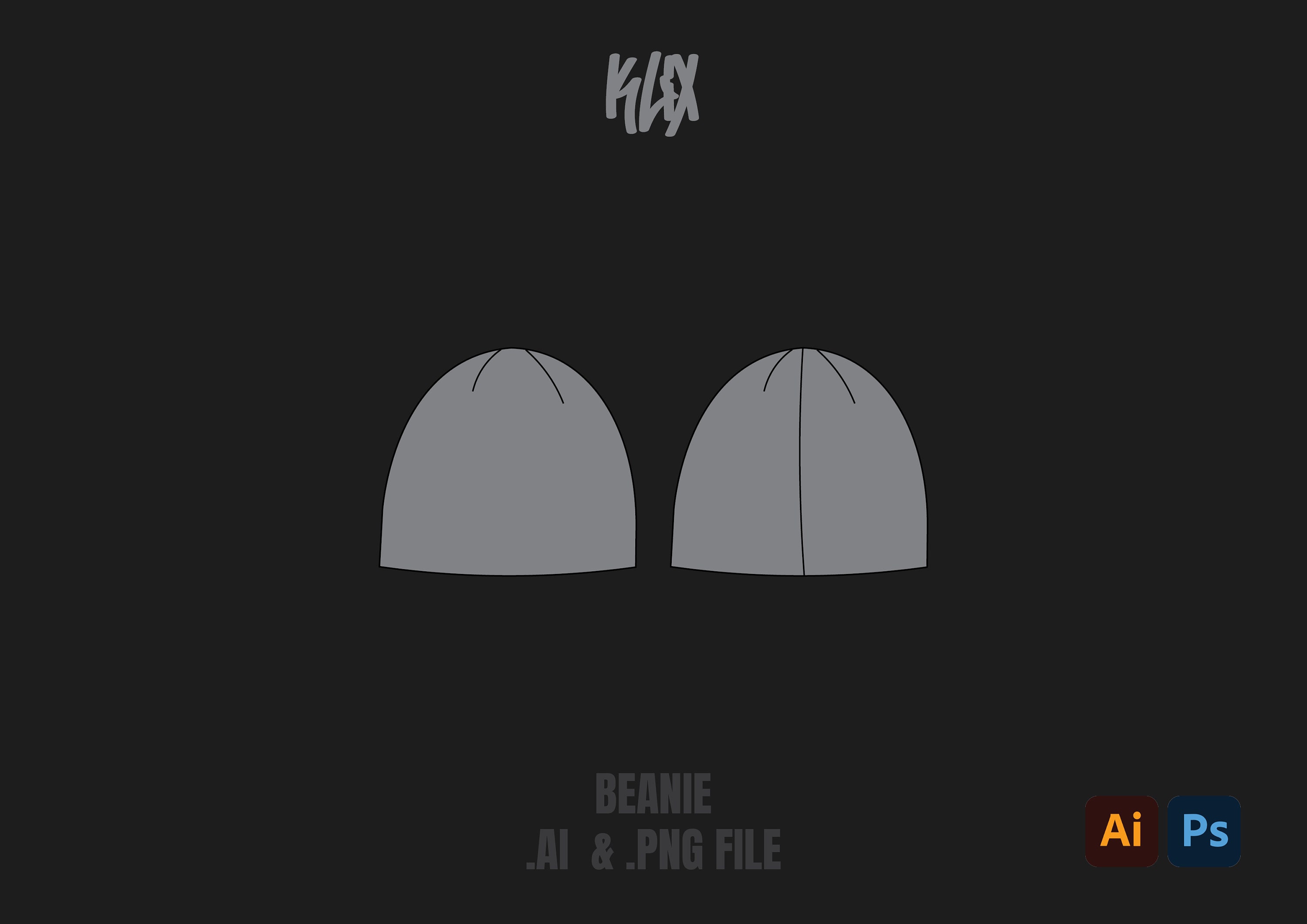 Beanie Template Tech Pack Streetwear Vector Template Illustrator Mockup Procreate Mockup ...