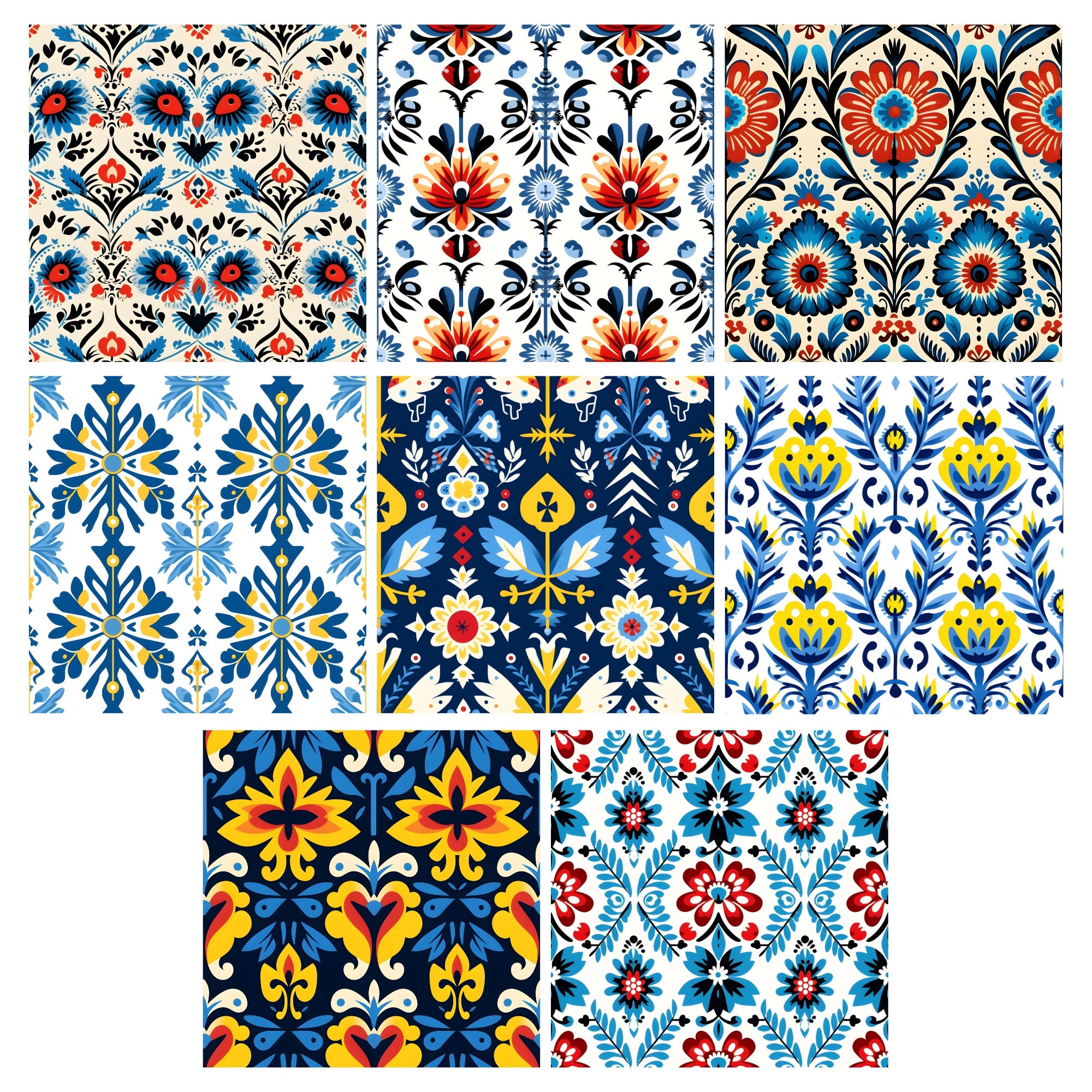 UKRAINIAN & SLAVIC 40 Patterns Set Seamless Patterns Floral Sunflower ...