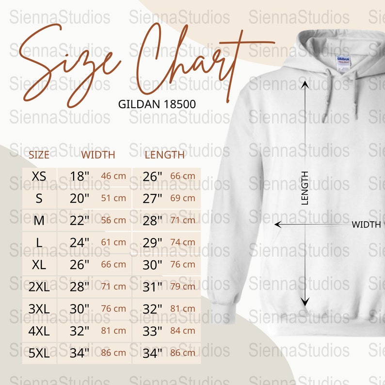 Gildan 18500 Size Chart Mockup Size Chart for Gildan 18500 Size Chart Bundle for Gildan 18500 ...