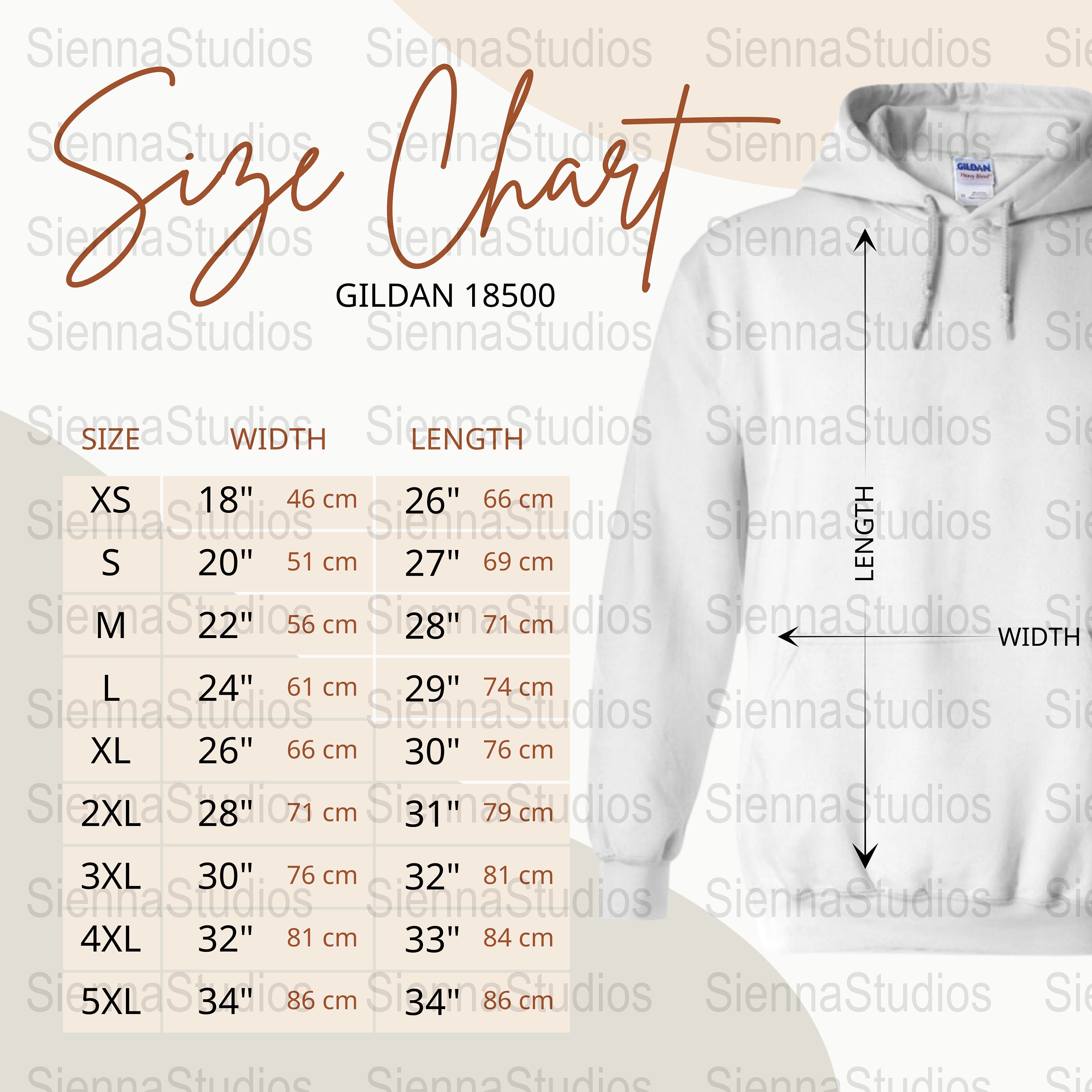 Gildan 18500 Size Chart Mockup Size Chart for Gildan 18500 Size Chart ...