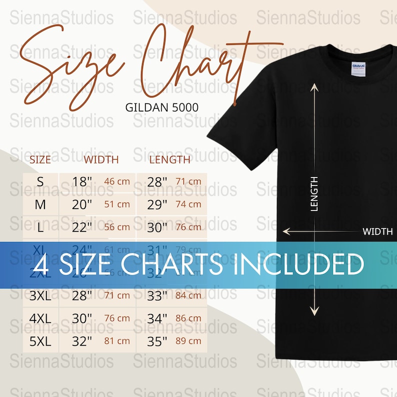 Gildan 5000 Size Chart Mockup Size Chart for Gildan 5000 Size Chart ...