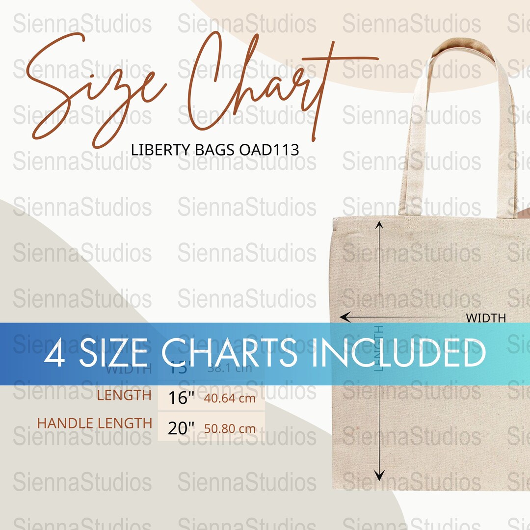 Liberty Bags OAD113 Size Chart Mockup Size Chart for Liberty Bags ...