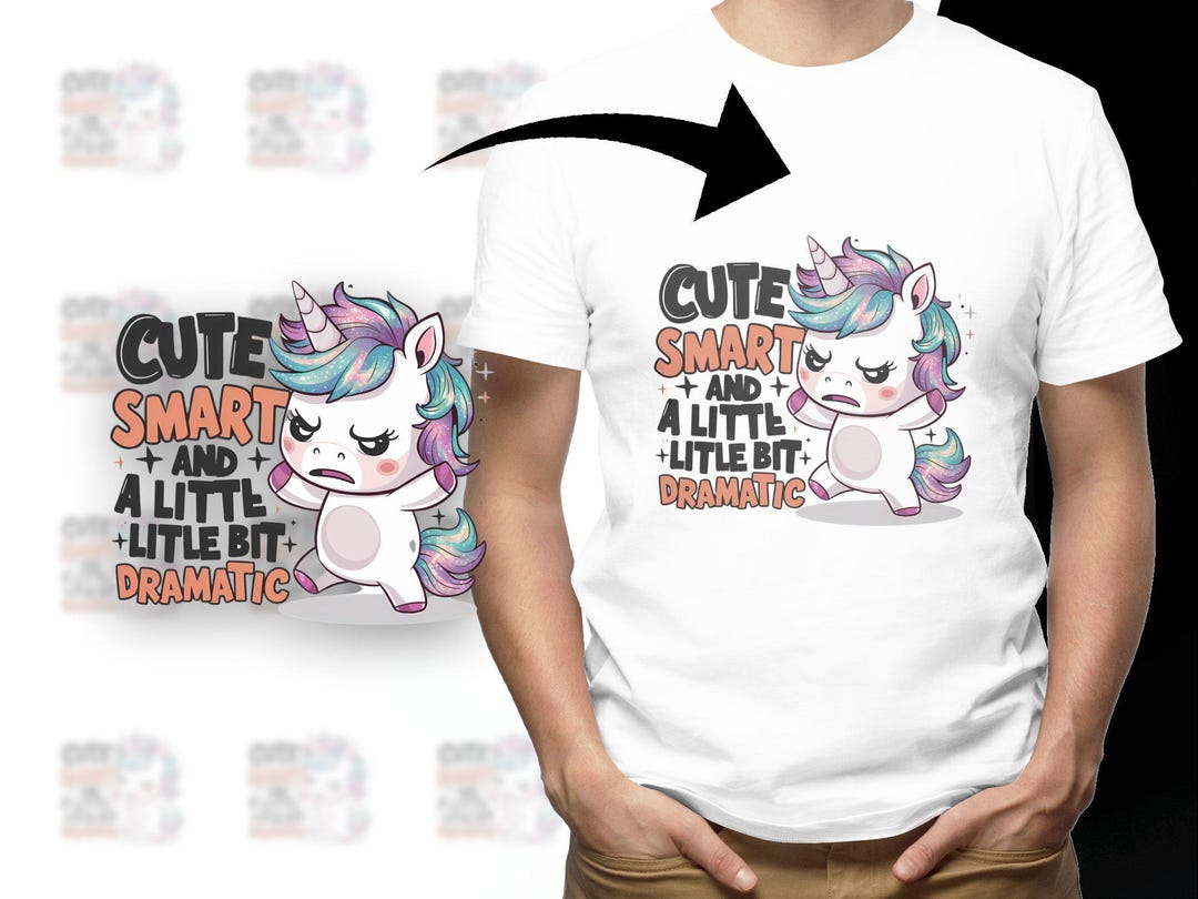 Cute Smart Dramatic Unicorn PNG Digital Download, Funny Unicorn Cartoon ...