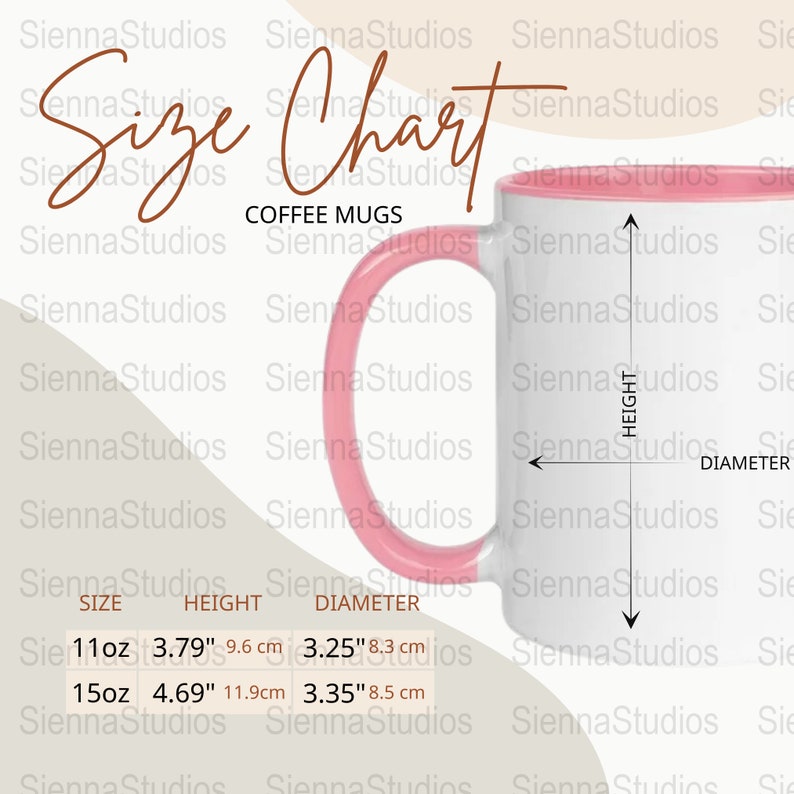 11oz - 15oz Coffee Mug Size Chart Mockup Size Chart for 11oz Coffee Mug ...