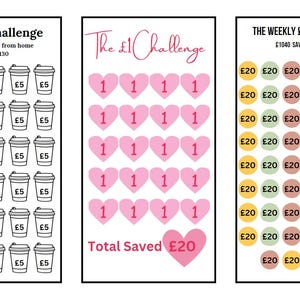 Savings Challenge Bundle PRINTABLE Personal Finance, 5 10 15 20 Pounds ...