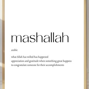 MASHALLAH Arabic Words Meaning Wall Decor Art Printable Instant ...