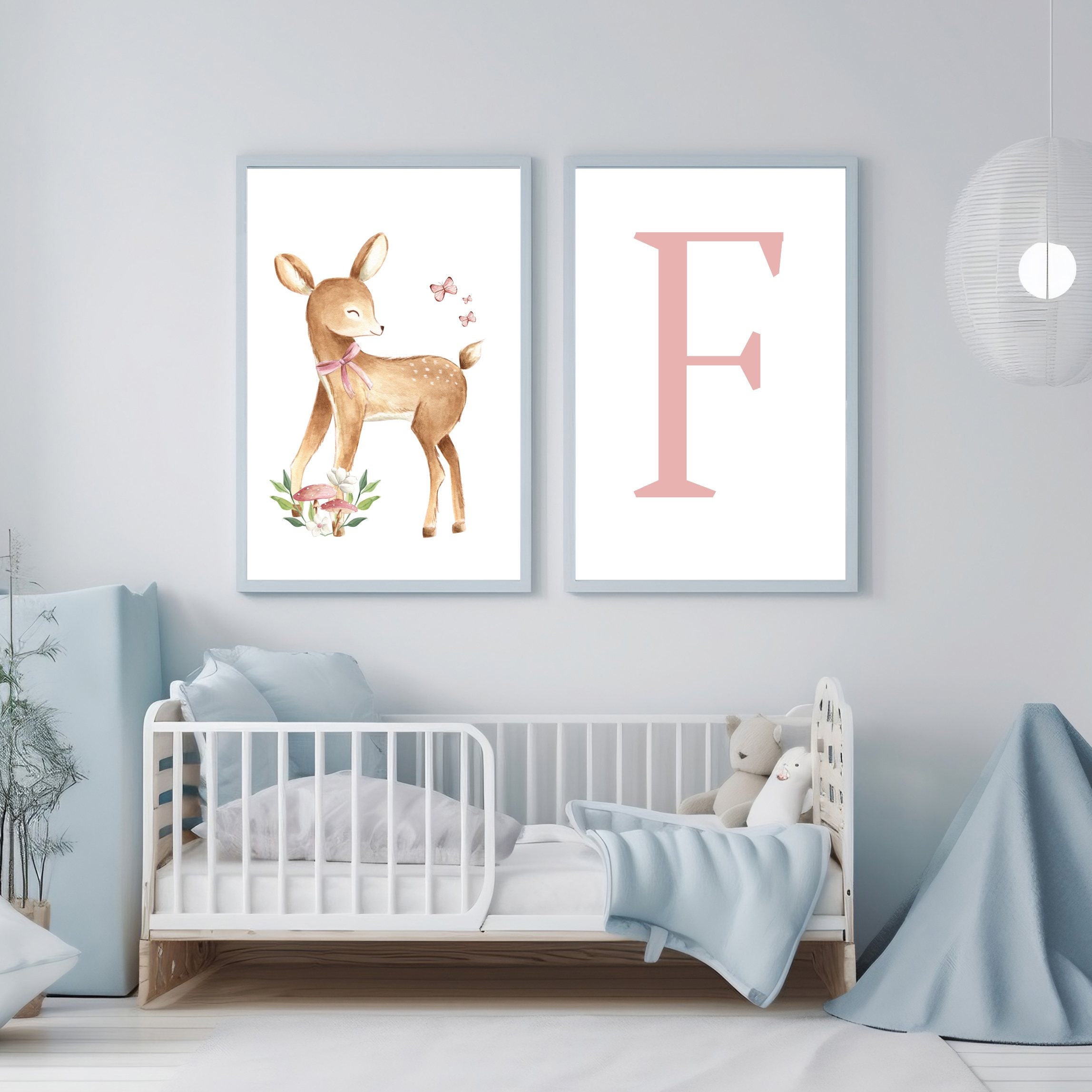 BAMBI & Initial Name Set Baby Girl Nursery Printable Decor Kids ...