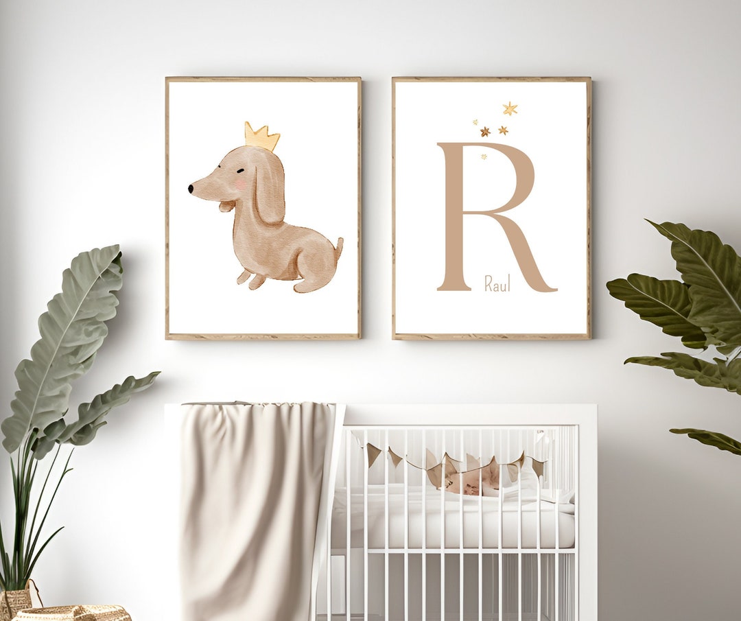 Dog With Crown & Initial Name Set | Boys N' Girls Nursery Printable ...