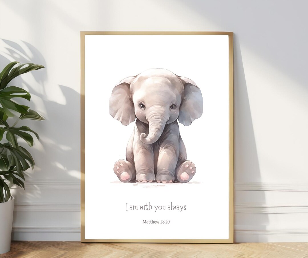 Elephant Jungle Animals - Matthew 28:20 Bible Verses | Nursery Home ...