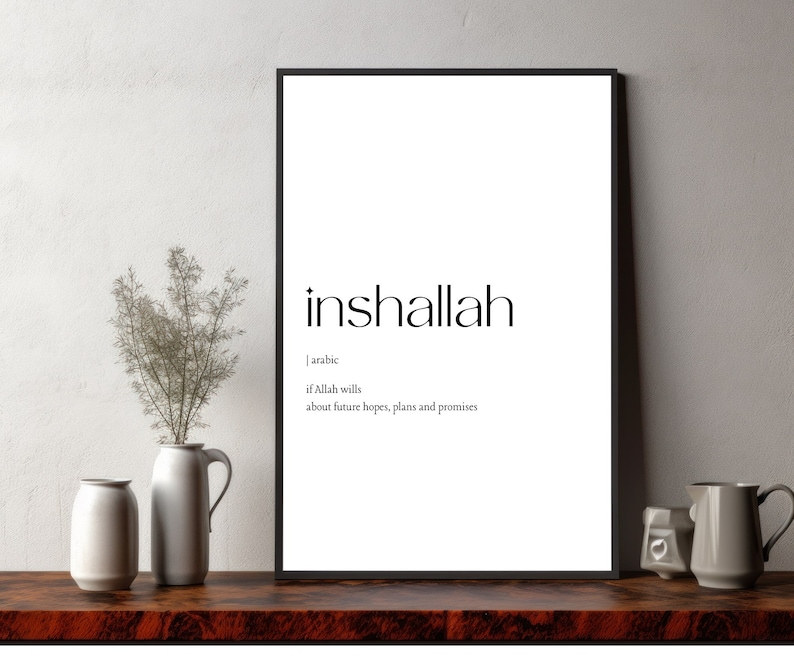 INSHALLAH • Arabic Words Meaning | Wall Decor Art Printable Instant ...