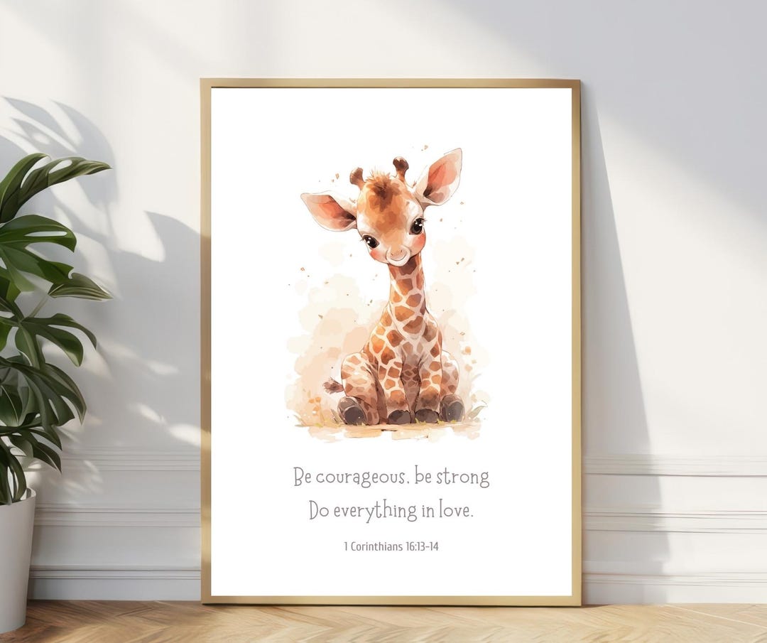 Giraffe Jungle Animals - 1 Corinthians 16:13 Bible Verses | Nursery ...