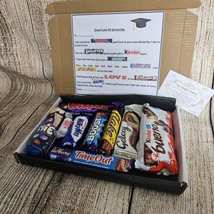 Personalised Good Luck Uni Box, University Present, Sweet Treat Box for ...