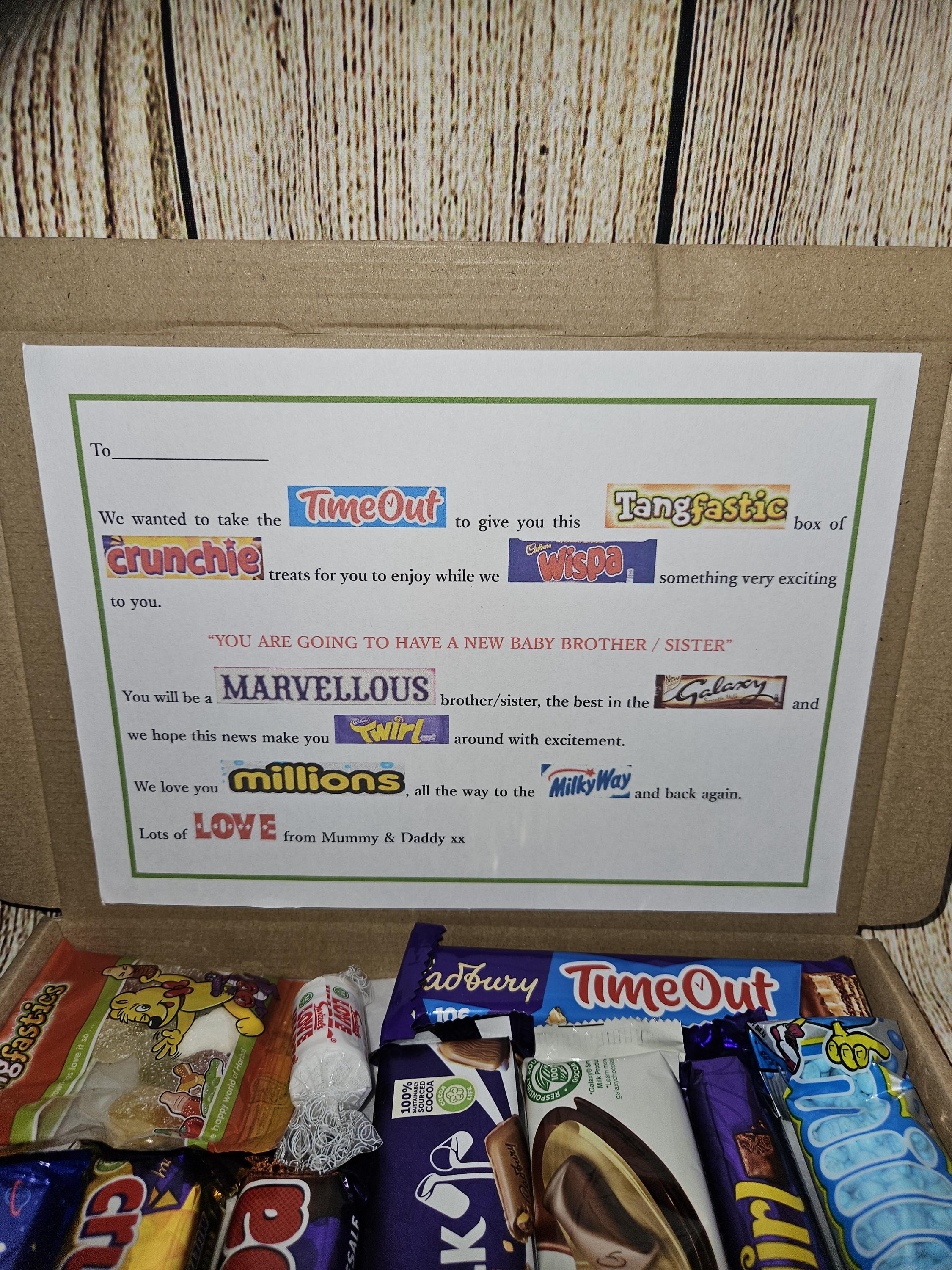New Baby Sibling | Congratulations Treat Box | Sweet Gift for New ...