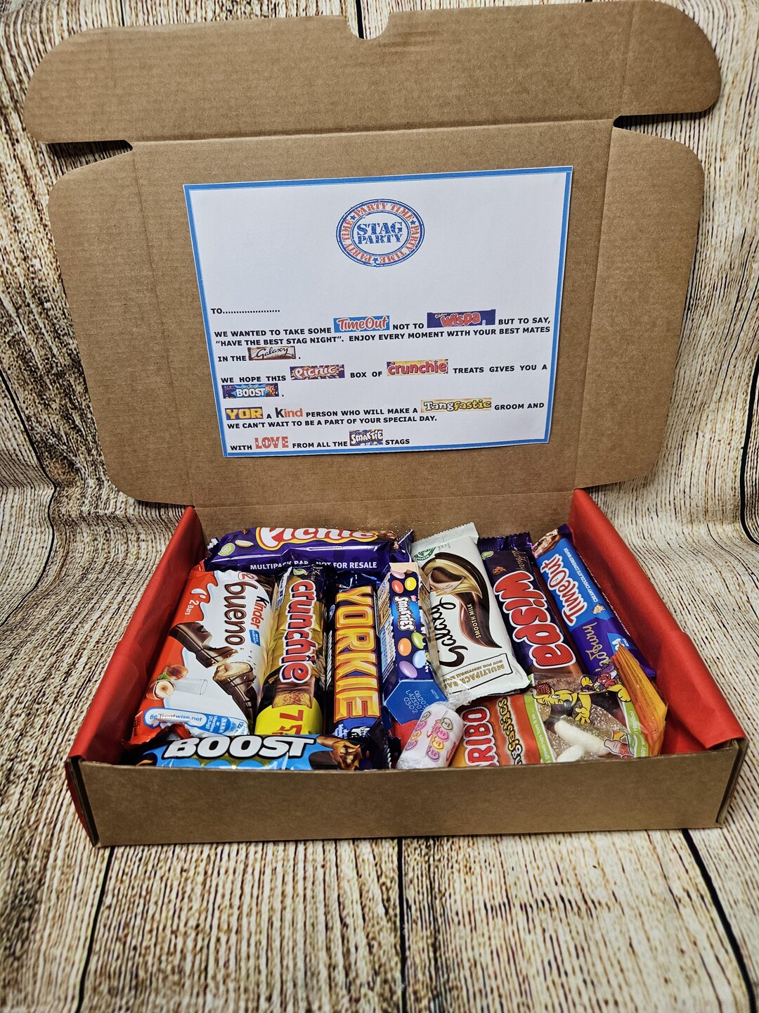 Stag Party Sweet Treat Box | Groom Celebration Snacks | Party Treats ...