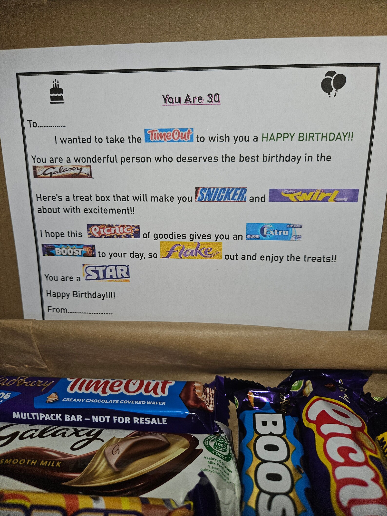 30th Birthday Gift Hamper | 30th Treat Box | Birthday Sweet Hamper ...