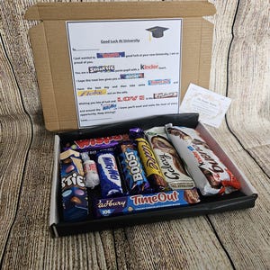 Personalised Good Luck Uni Box, University Present, Sweet Treat Box for ...