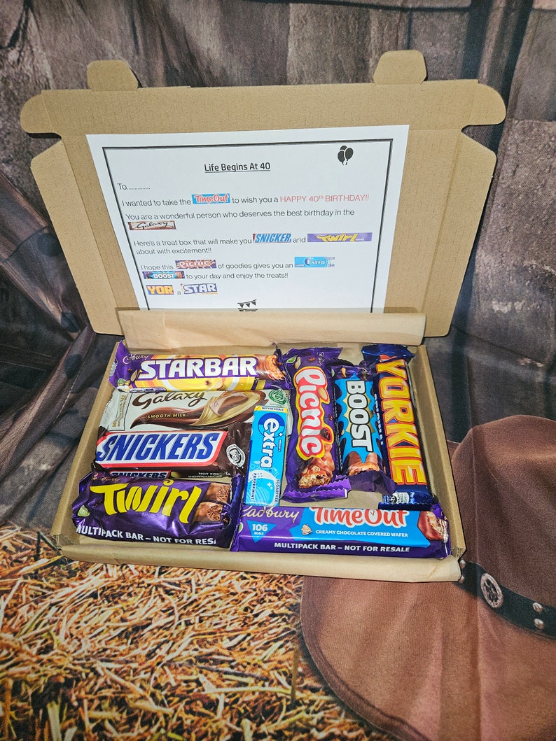40th Birthday Gift Hamper | 40th Treat Box | Birthday Sweet Hamper ...