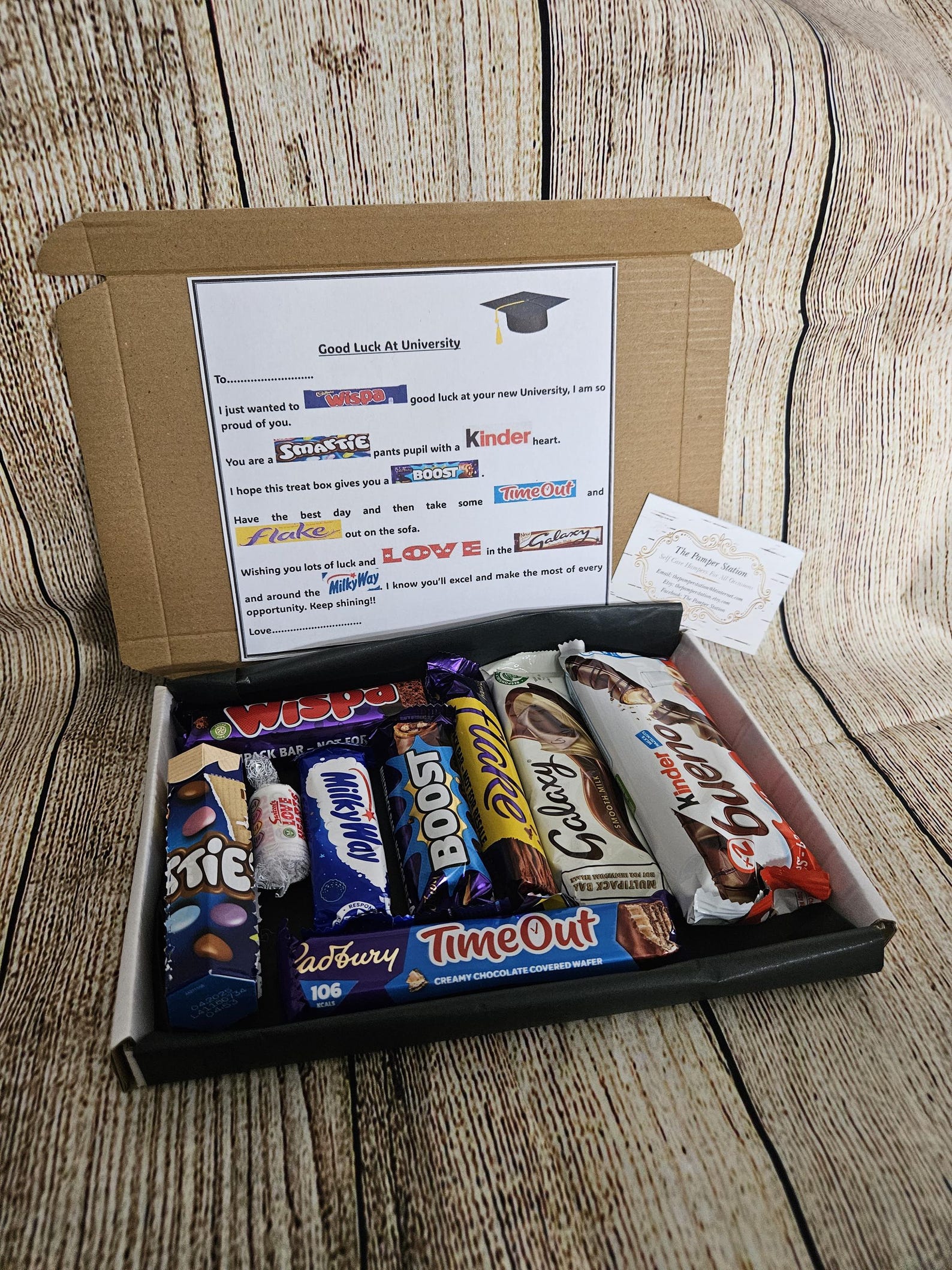Personalised Good Luck Uni Box, University Present, Sweet Treat Box for ...