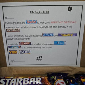 40th Birthday Gift Hamper | 40th Treat Box | Birthday Sweet Hamper ...