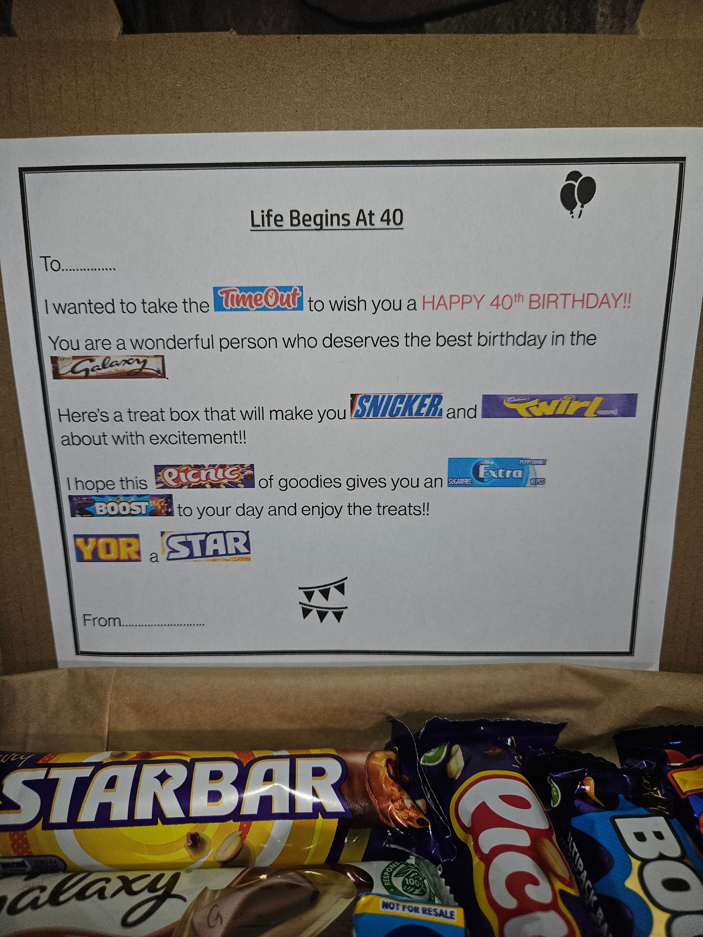 40th Birthday Gift Hamper | 40th Treat Box | Birthday Sweet Hamper ...