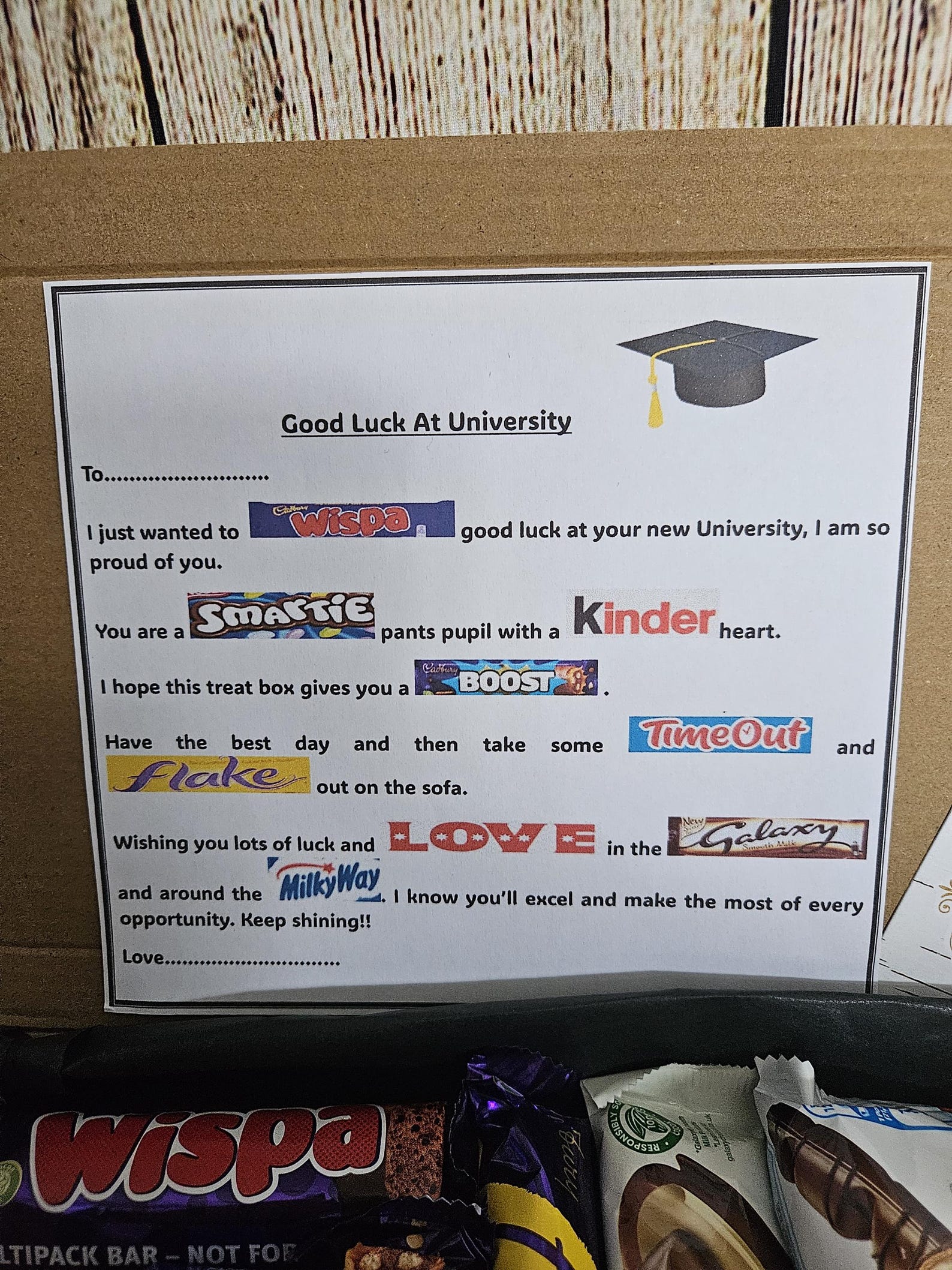 Personalised Good Luck Uni Box, University Present, Sweet Treat Box for ...