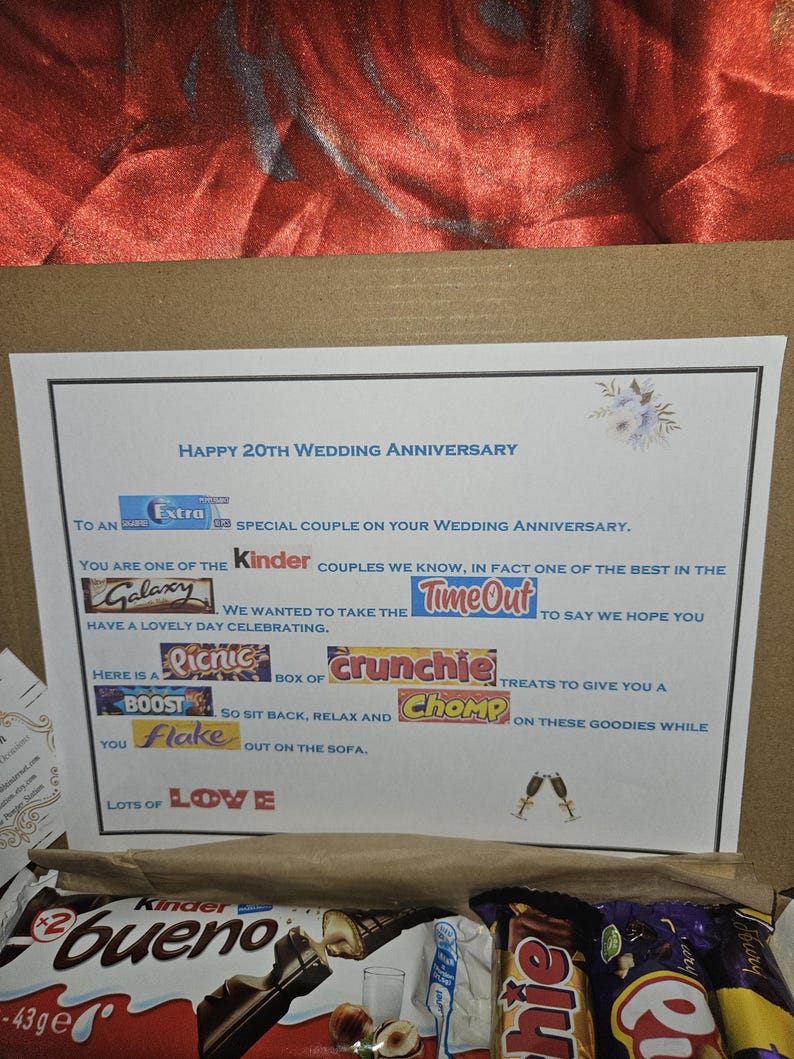 20th Wedding Anniversary Sweet Treat Box | Anniversary Sweet Treat Box ...
