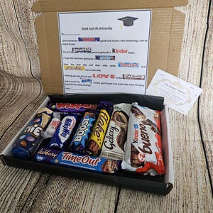 Personalised Good Luck Uni Box, University Present, Sweet Treat Box for ...