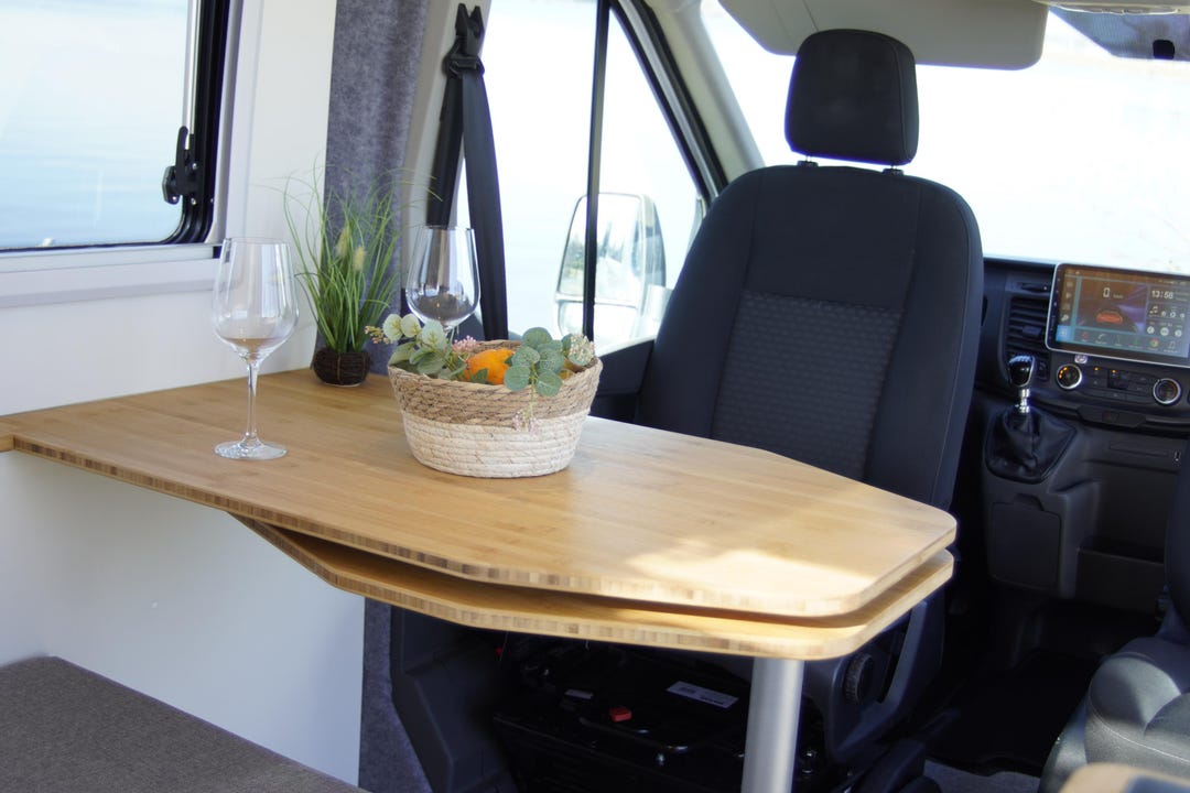 Rotating Table Bamboo Table Camper Van Dining Table Self-construction ...