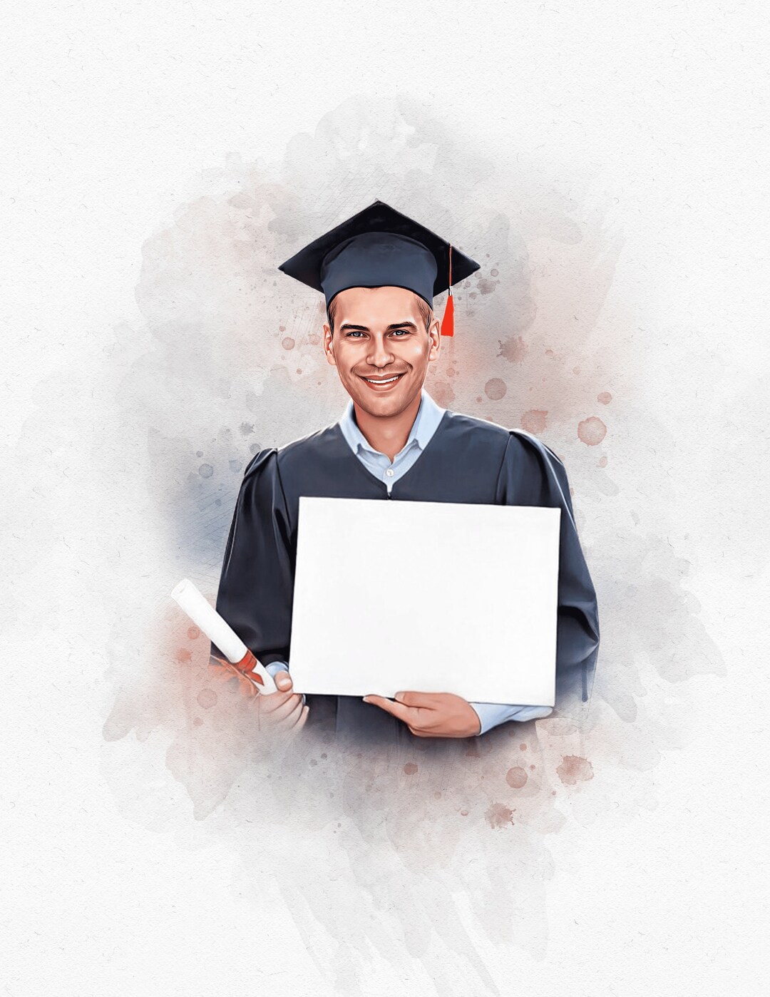 Custom Graduation Portrait: Watercolor Sketch Keepsake (digital ...