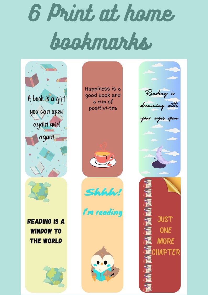 Printable Bookmarks for Book Lovers - Etsy