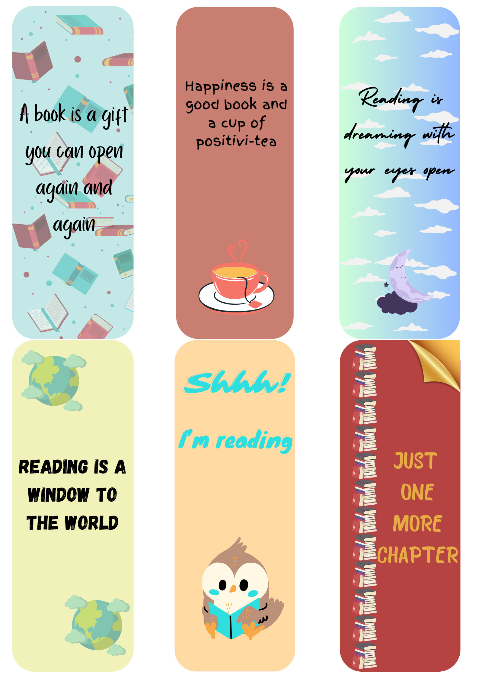 Printable Bookmarks for Book Lovers - Etsy