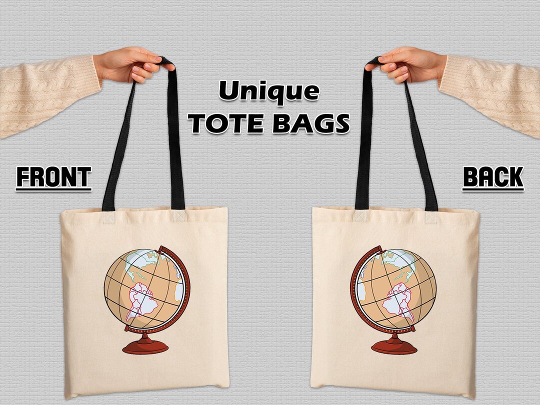 World Globe Tote Bag – Vintage Earth Map Print Canvas Bag – Geography ...