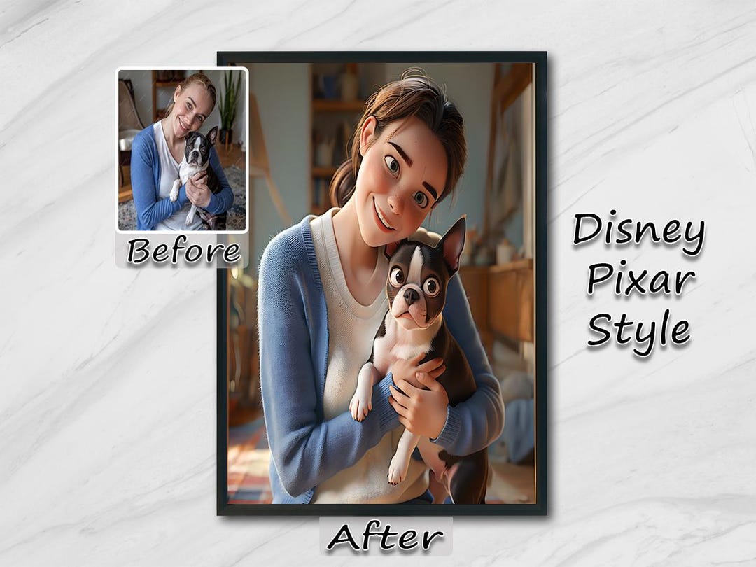 Custom Owner and Pet Pixar Portrait Pixar Style Portrait Pixar From ...