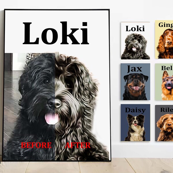 Digital Pet Portrait - Etsy