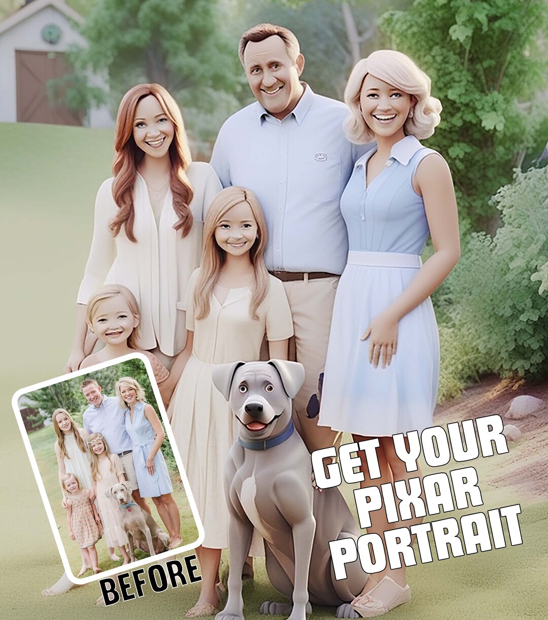 Pixar Character Portrait, Digital Custom Portrait From Photo, Pixar ...