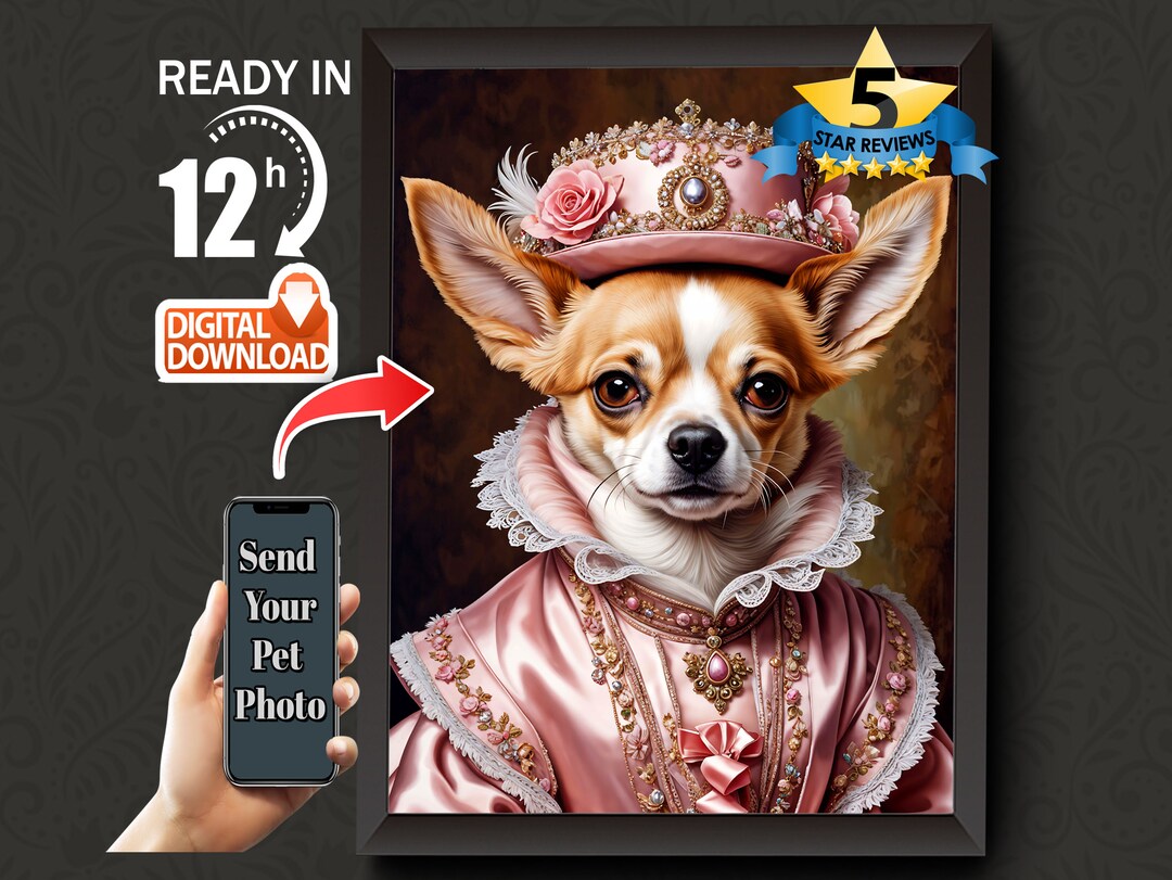 Royal Princess Dog Pet Portrait, Dog Cat Portrait, Transform Pet Photo ...